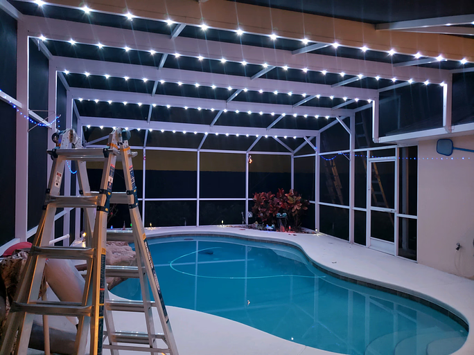 75’ Pool Enclosure Track Lighting System 12in spaced